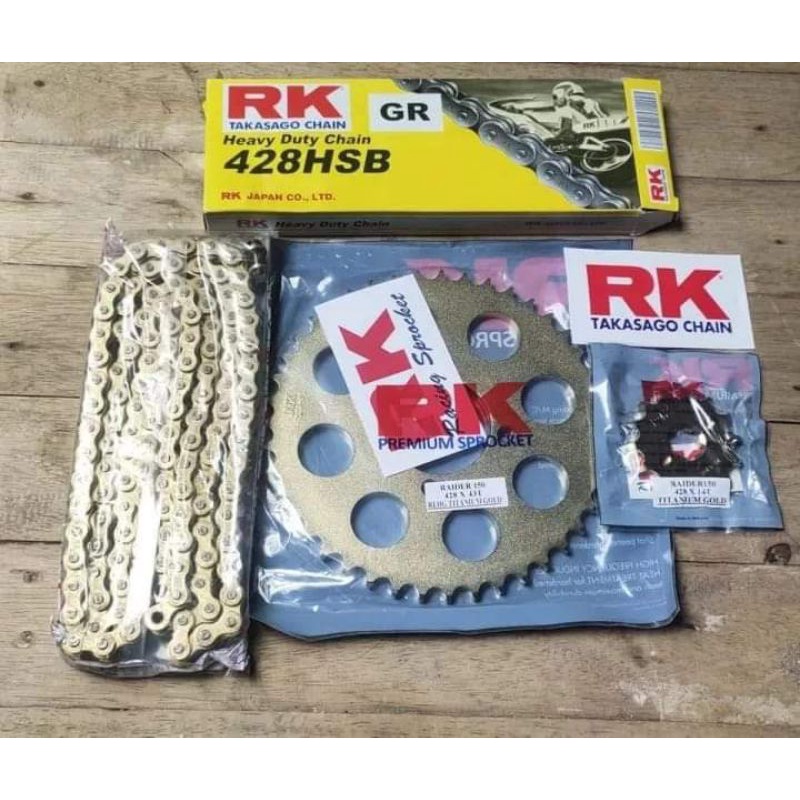 RK TITANIUM GOLD CHAIN SET FOR RAIDER 150 FIRST GEN AND RAIDER 150 NEW ...