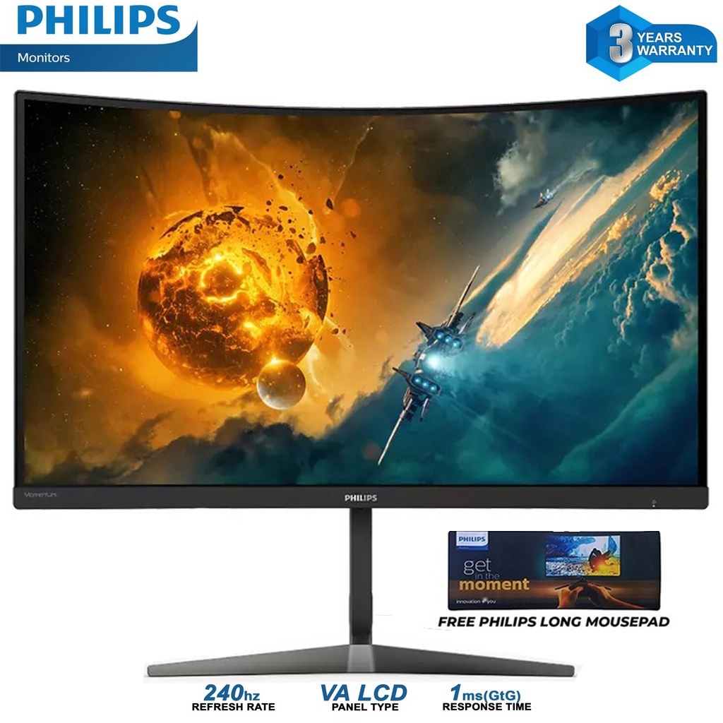 Philips 275M2CRP/71 27" QHD Curved LCD Gaming Monitor with 240hz ...