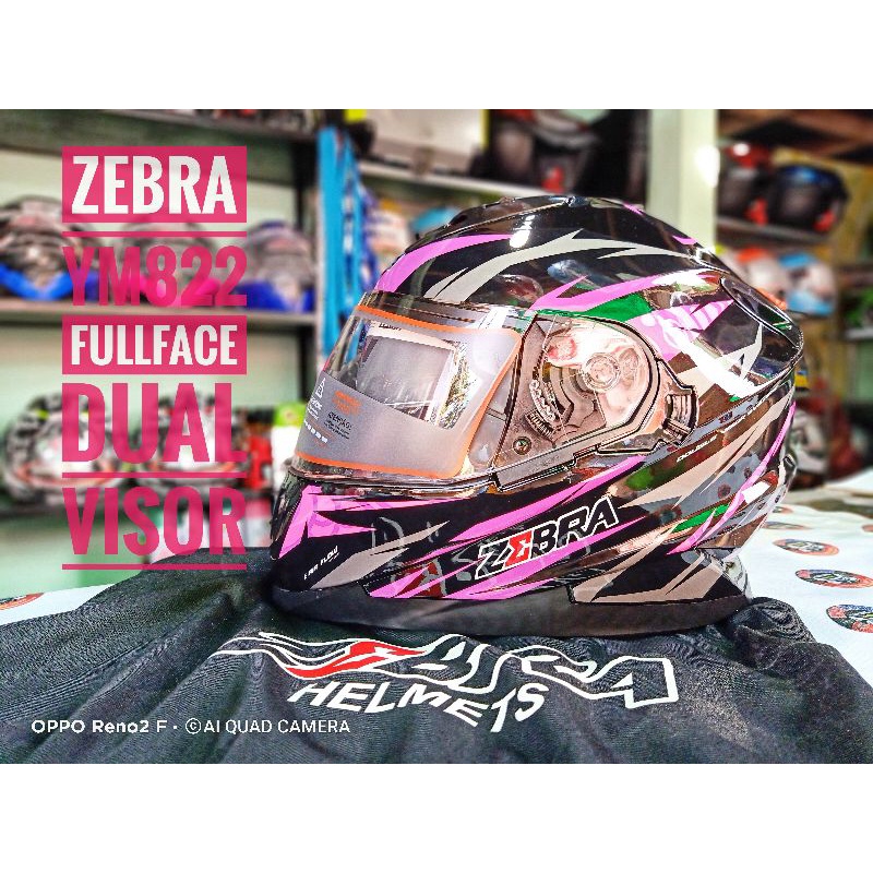 ZEBRA FULL FACE DUAL VISOR HELMET | Shopee Philippines