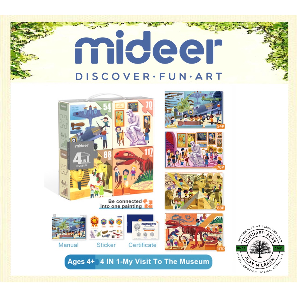 Mideer Puzzle 4 in 1 - My Visit to the Museum (Kids Educational Jigsaw ...