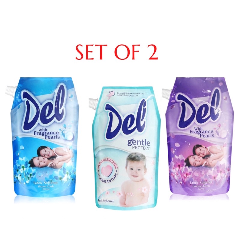 Del Fabric Conditioner Set of 2 (1000 mL SUP), Gentle Protect, Lavender ...