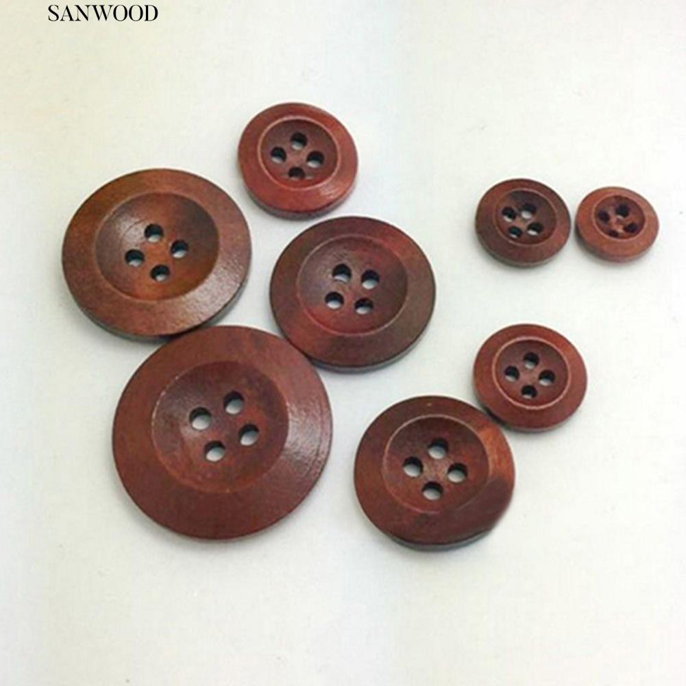 50Pcs 4 Holes Solid Color Round Buttons Clothing Buttons DIY Sewing ...