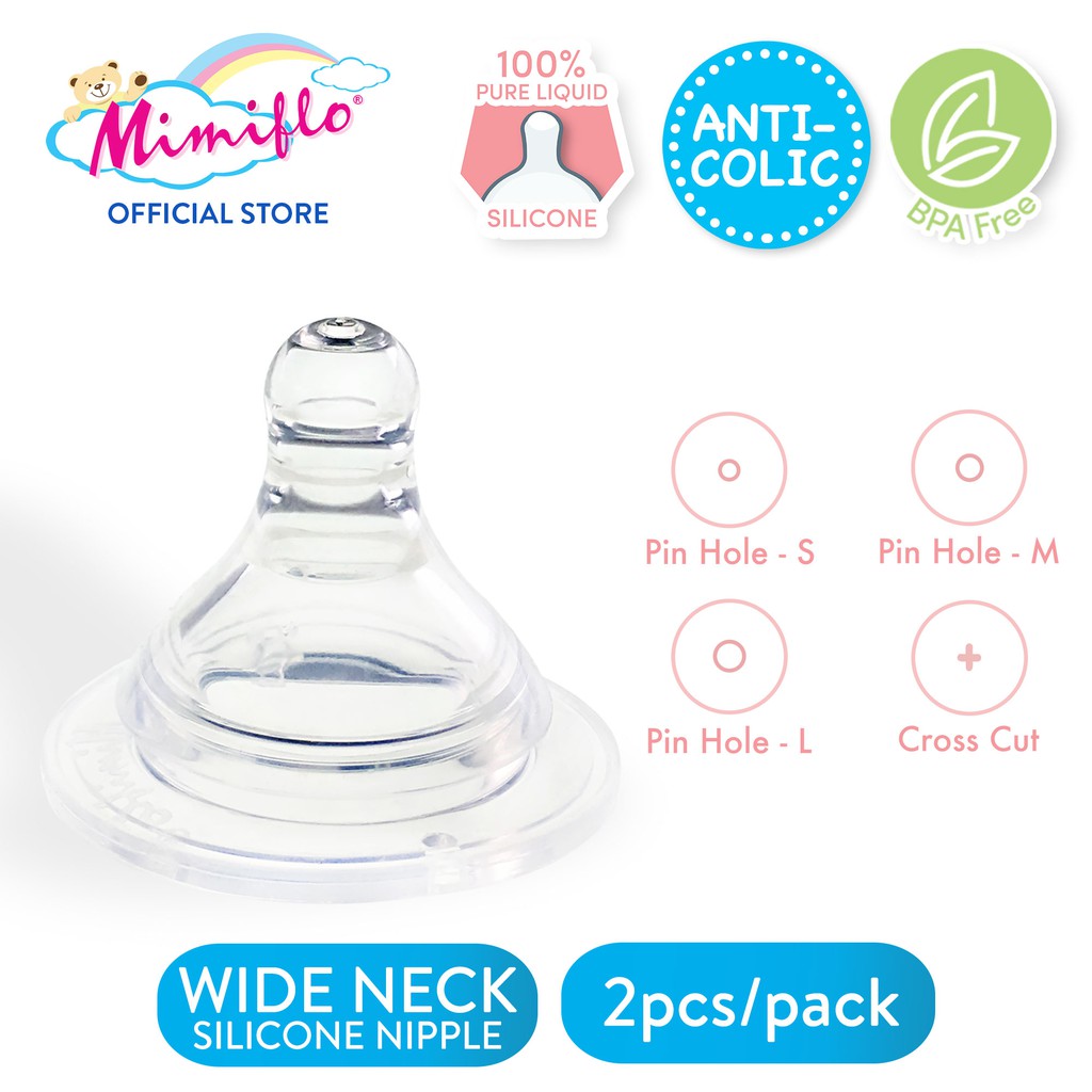 Mimiflo Wide Neck Silicone Nipple 2's Per Pack | Shopee Philippines