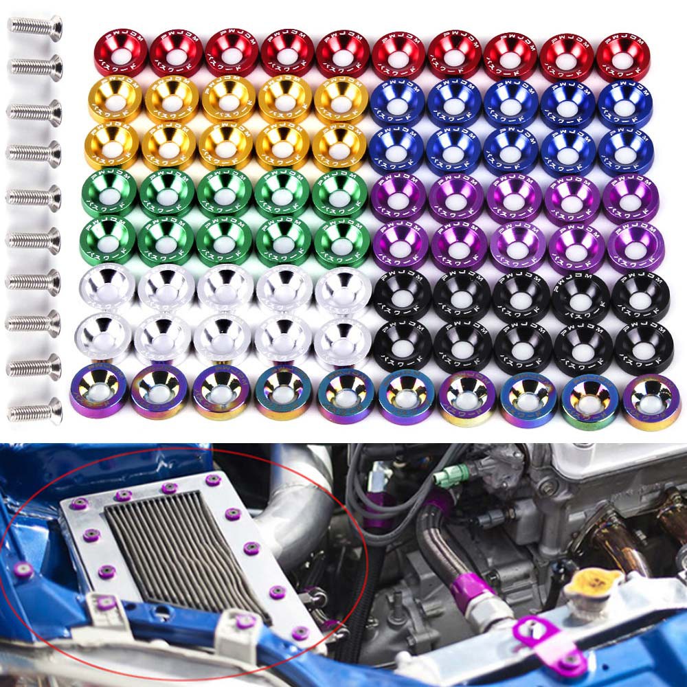 10Pcs M6X20 Aluminum Car Modified Hex Fasteners Fender Washer JDM ...