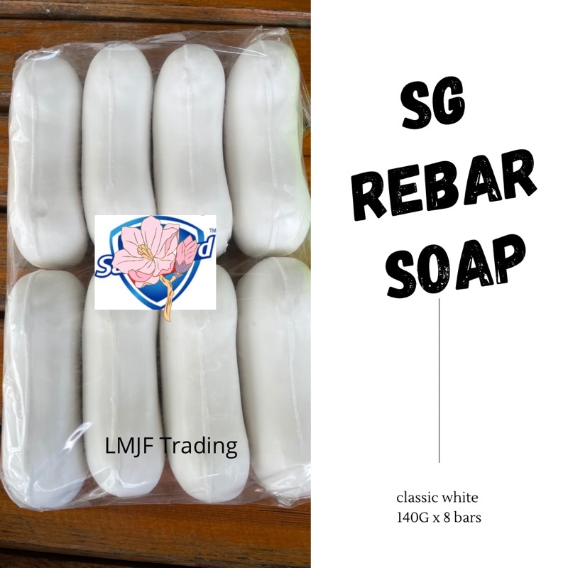 SALE!!! SG Rebar Soap Classic White 140g x 8 Bars (no label) | Shopee ...