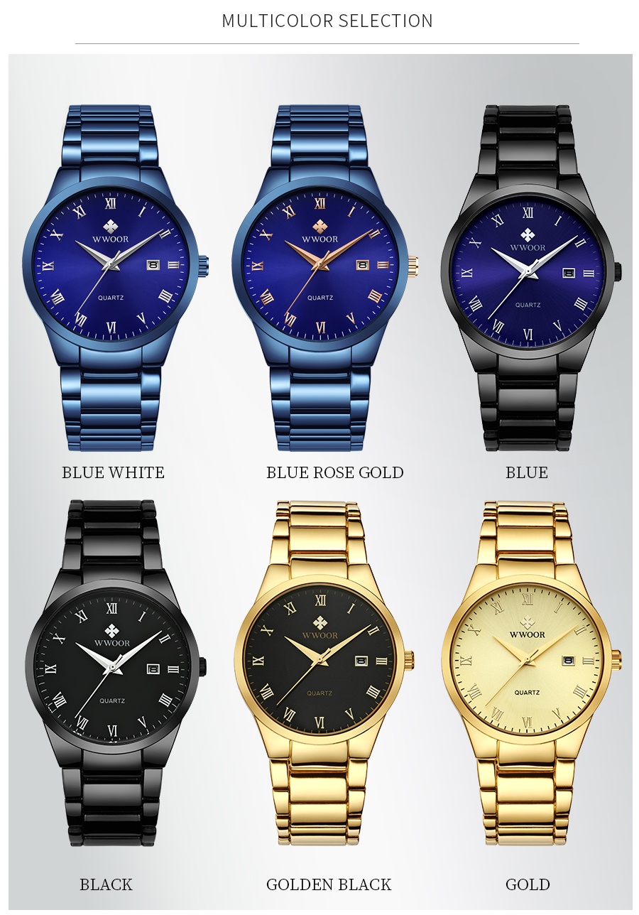 Wwoor Watch For Men Quartz Analog Clock Waterproof Stainless Steel ...