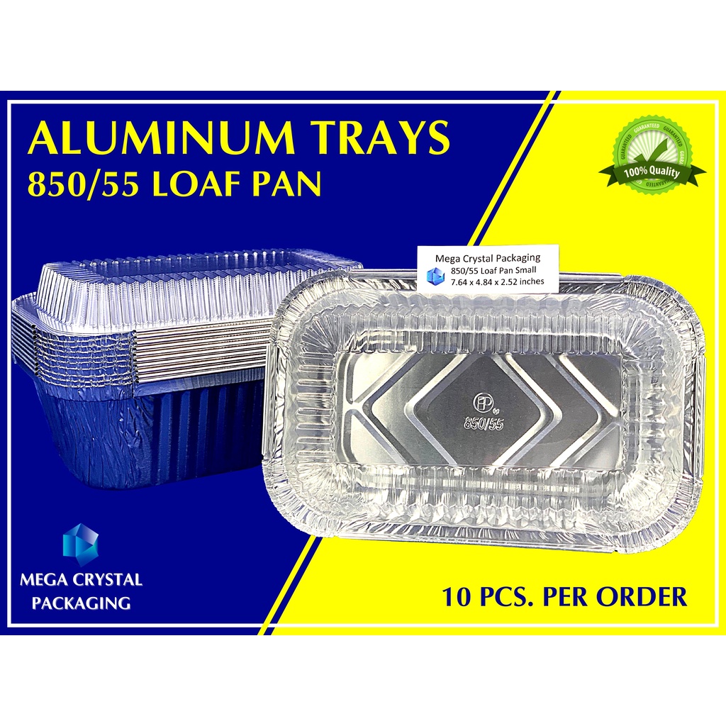 [ 10 Pcs. ] Aluminum Trays 850/55 Loaf Pan Small with/without Plastic ...