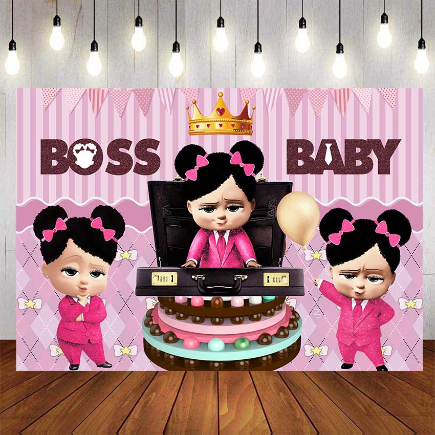 Pink Boss Baby Girl Birthday Backdrop For Photography Baby Shower Kids ...