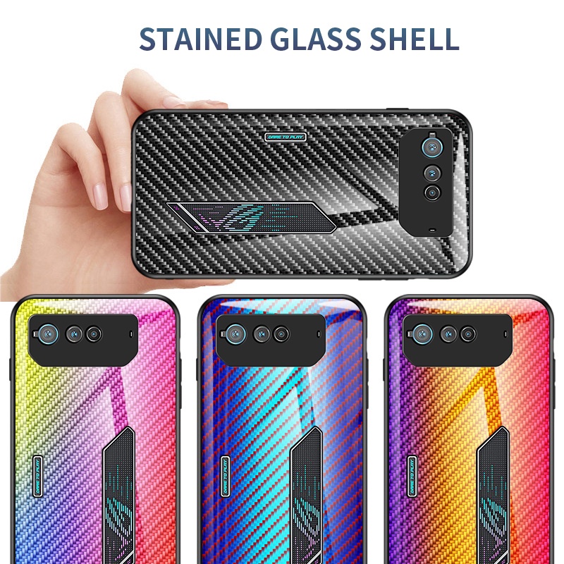 Asus Rog Phone 6 Gradient Carbon Fiber Glass Shockproof Protective Case