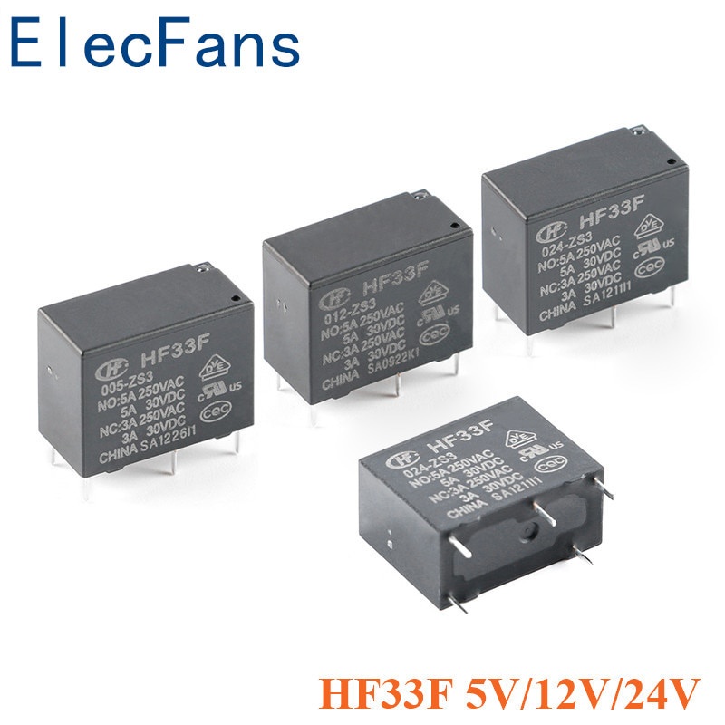 Relays 5V 12V 24VDC HF33F 005-ZS3 012-ZS3 024-ZS3 5Pins 5A Relay Module Elecfans | Shopee ...