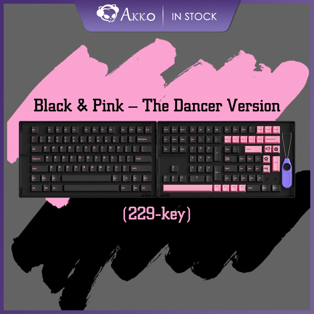 Akko Black & Pink – The Dancer Version 229-Key Keycap Set, Cherry ...