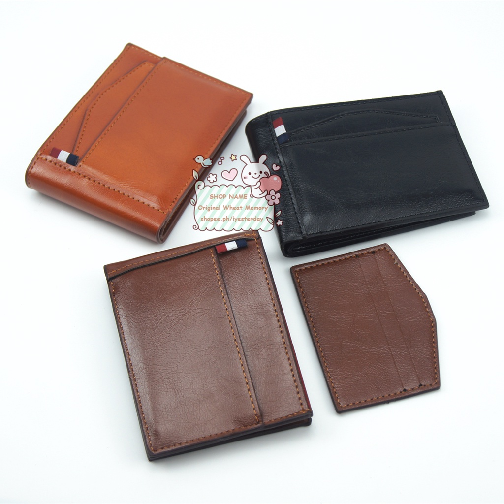 Mens Wallet Smooth leather Packet Wallet with Cardholder | Shopee ...