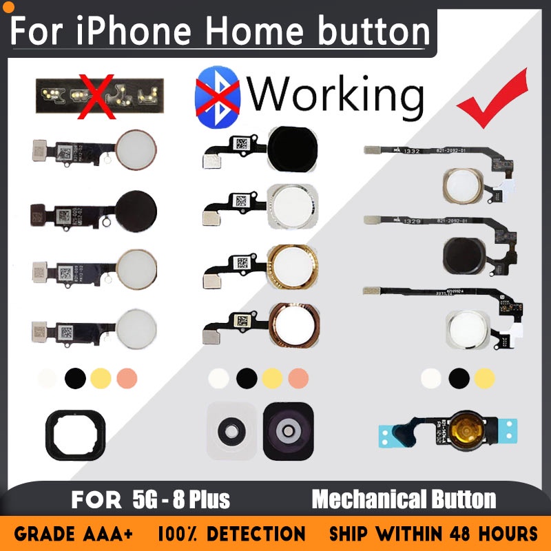 Home Button Flex For iPhone 6 6s 7 8 Plus 5s SE 5C 5G Return Back Home ...