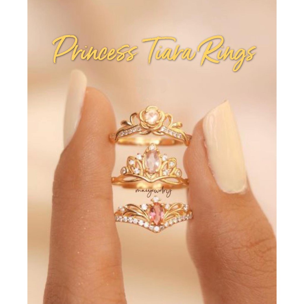 [Maii] Princess Disney Tiara Rings 18K Gold Adjustable Ring TR | Shopee ...