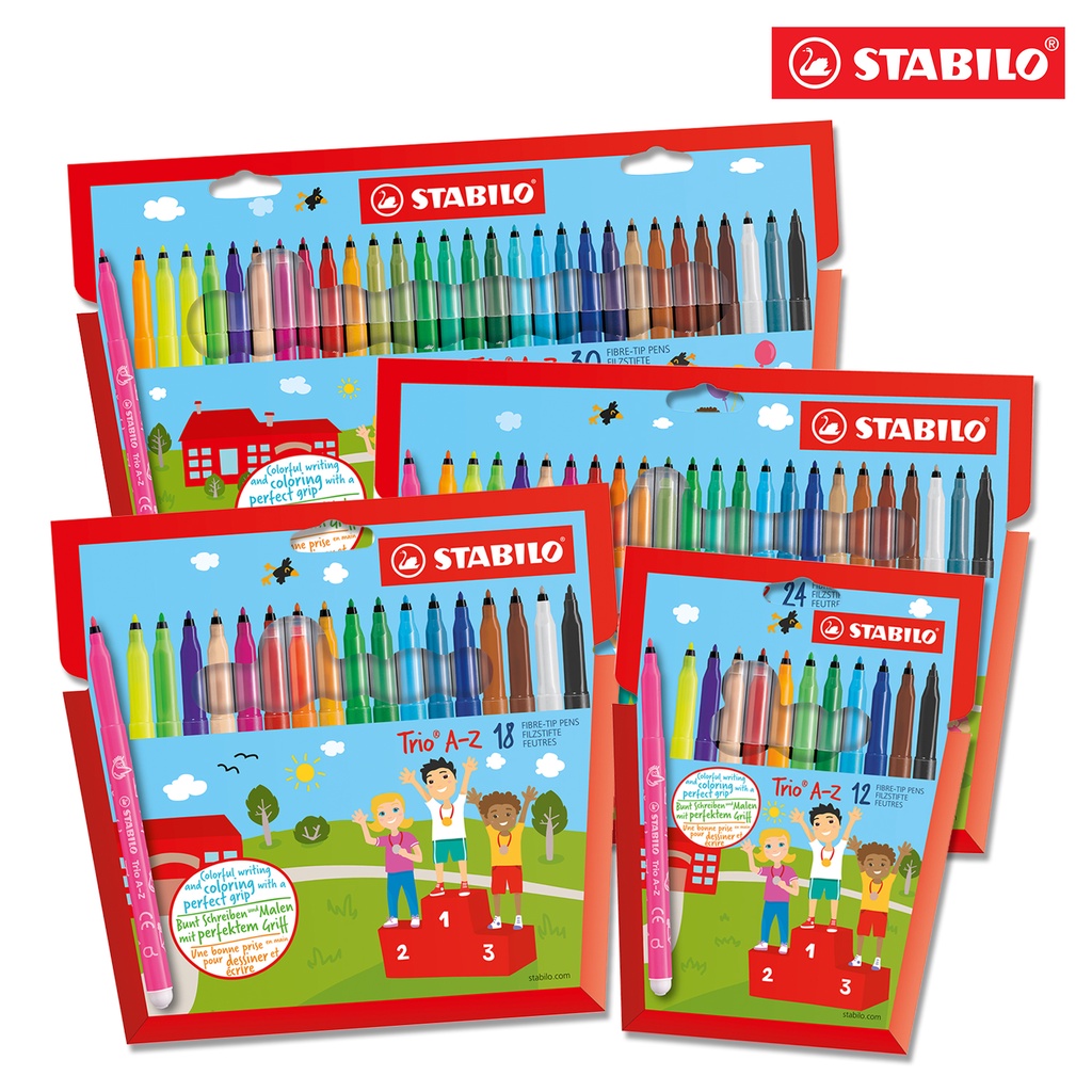 STABILO Trio A-Z Fiber Tip Pen Colored Pen Set for Kids Drawing Art ...