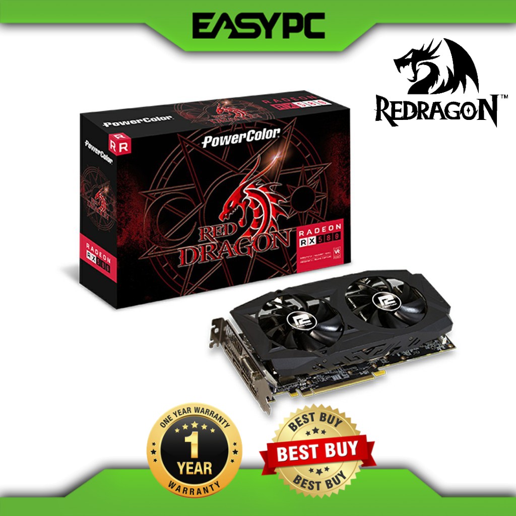 PowerColor Red Dragon RX580 Dual Fan 8gb 256bit GDdr5 Gaming Videocard ...