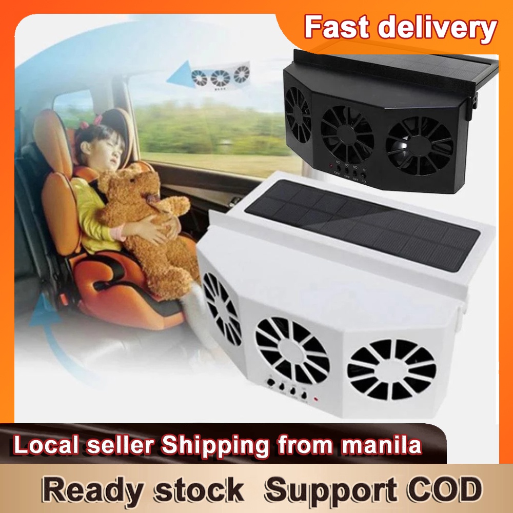 Car Ventilator 3 Cooler Fans Solar-powered Cooling Vent Exhaust ...