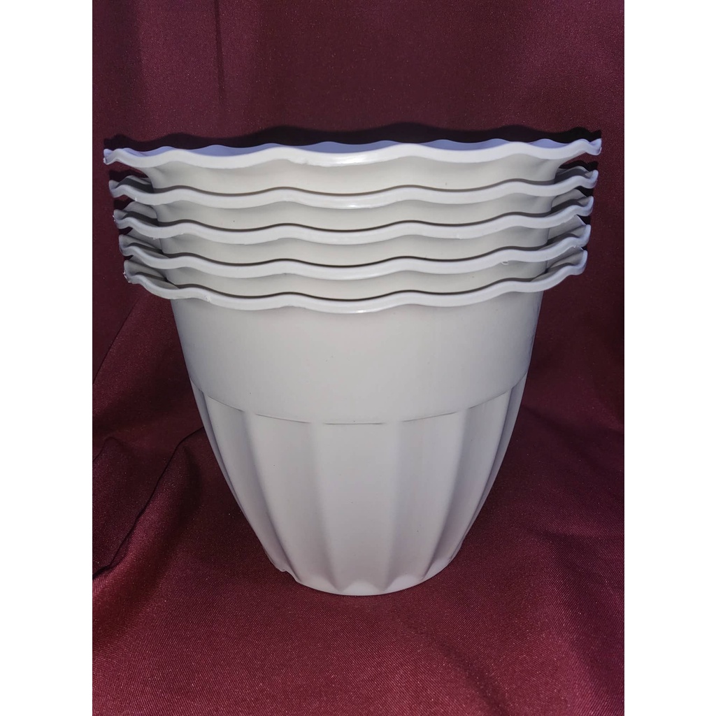 set of 5pcs. PASO 8X6 INCHES / white pots for plants / garden pot ...