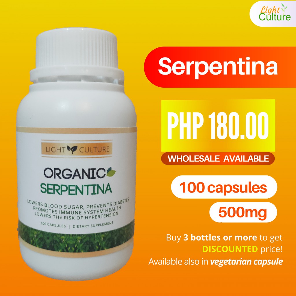 Pure/Authentic Serpentina (100caps/500mg) Capsules | Shopee Philippines