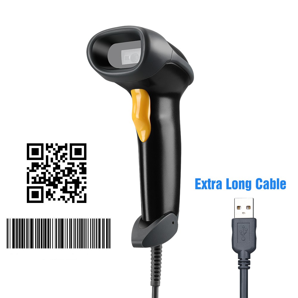Eyoyo Wired 1D QR 2D barcode scanner, handheld Extra Long USB Wired Bar ...