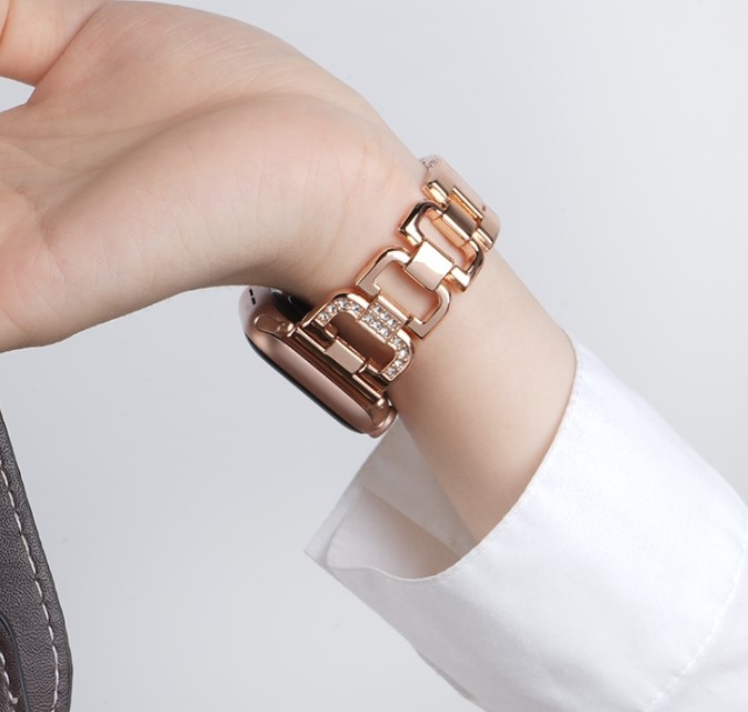 Bling Diamond Rhinestone Strap for Smart Watch 7 41mm 45mm D Shaped ...