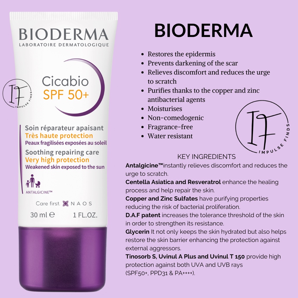 Bioderma Cicabio Soothing Repairing Cream SPF50+ 30ml | Shopee Philippines