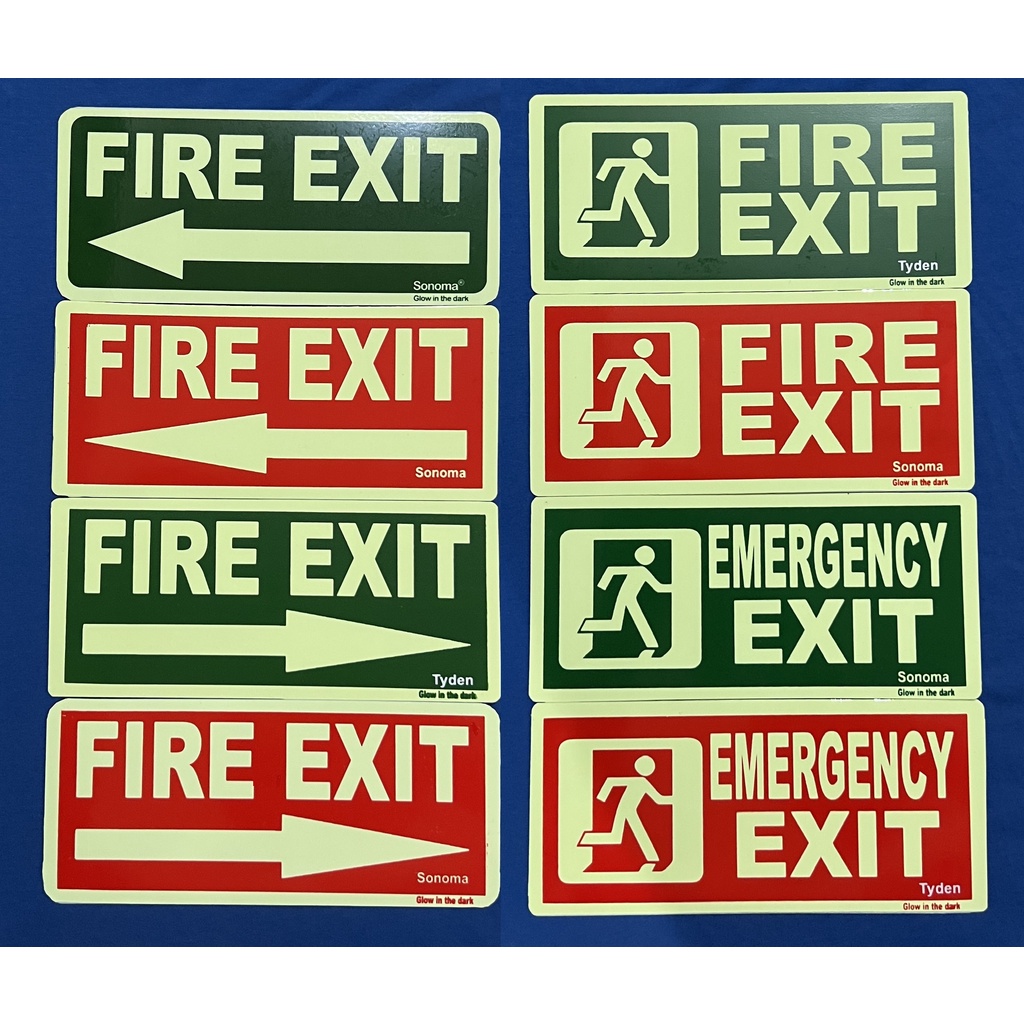 A Mart High Impact Plastic Glow In The Dark Signages Fire Exit And Fire