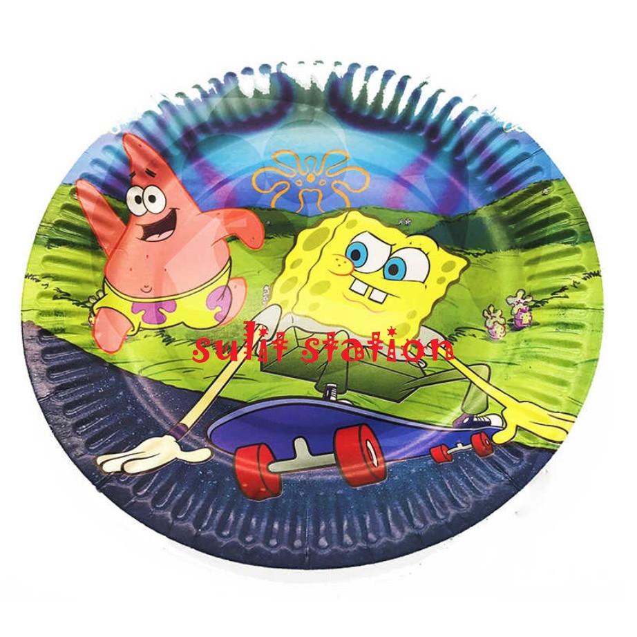 10pcs SPONGEBOB SPONGE BOB THEME BIRTHDAY PARTY DISPOSABLE PAPER PLATE ...