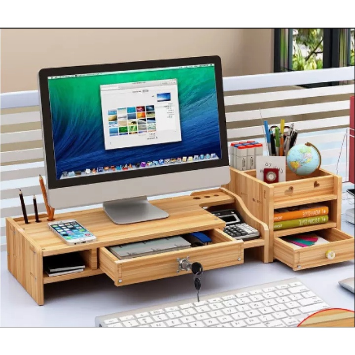 Computer Monitor Increased Shelf Drawer Neck Lcd Office Desktop Storage ...