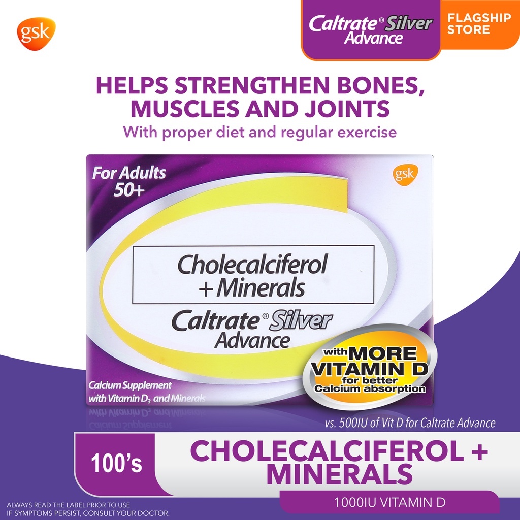 Caltrate Silver Advance Cholecalciferol + Minerals 100 tablets | Shopee ...