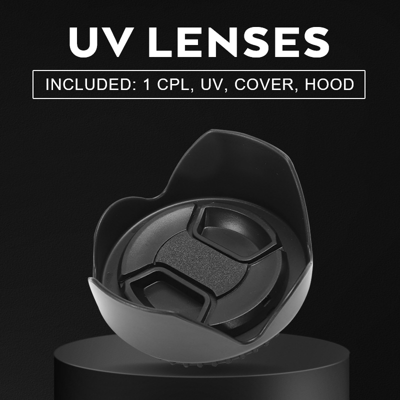 CPL UV Filter Kit 58mm for Canon EOS 700D 100D 600D 1200D Lens Hood ...