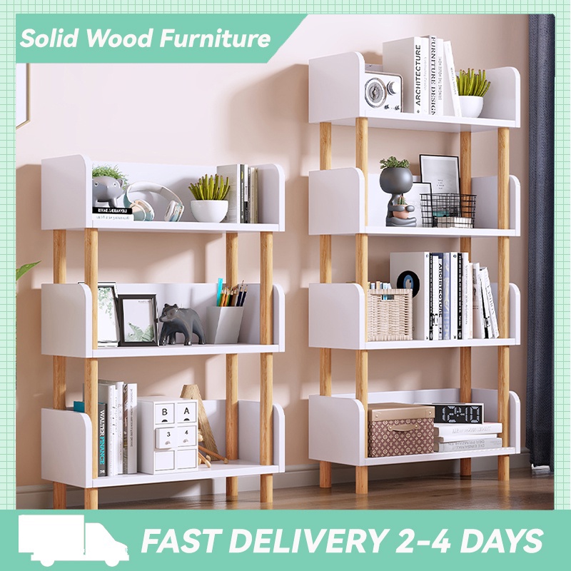 【Fast delivery】3/4/5 Layers Solid Wood Bookshelf Wooden Shelf Storage ...