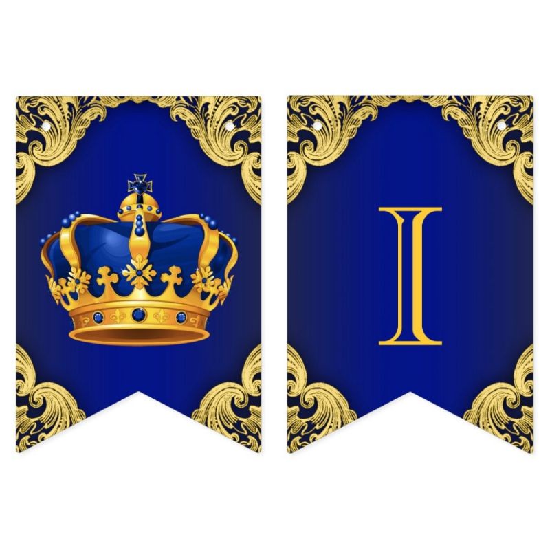 Royal blue gold prince theme customized birthday banner | Shopee ...