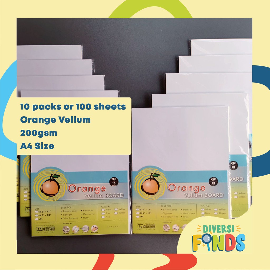 WHOLESALE!!! 10 Packs Orange Vellum Board Calling card board Short and ...