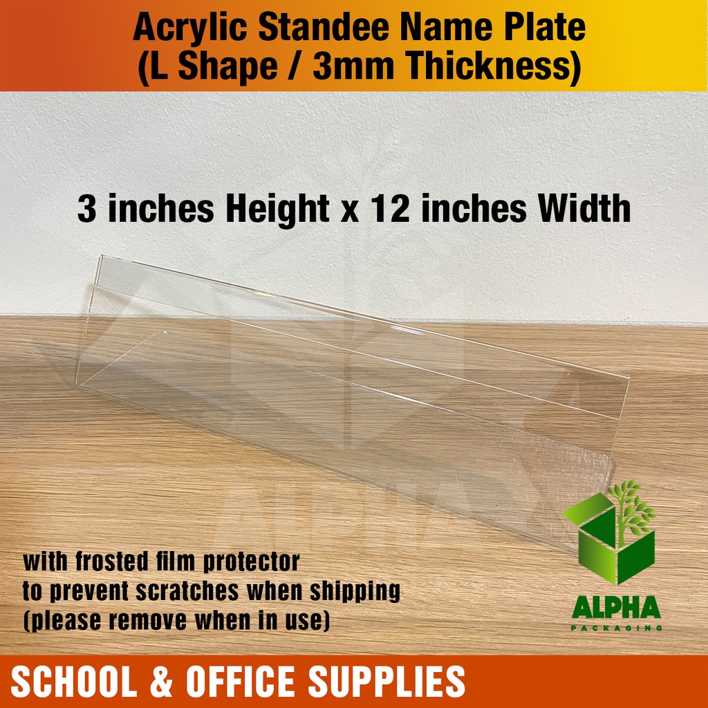 Acrylic Table Name Holder Desk Name Plate with Hole for Insert 12 in x ...