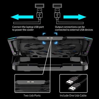 5 Fan Gaming Laptop Cooler Two USB Port Laptop Cooling Pad Notebook ...