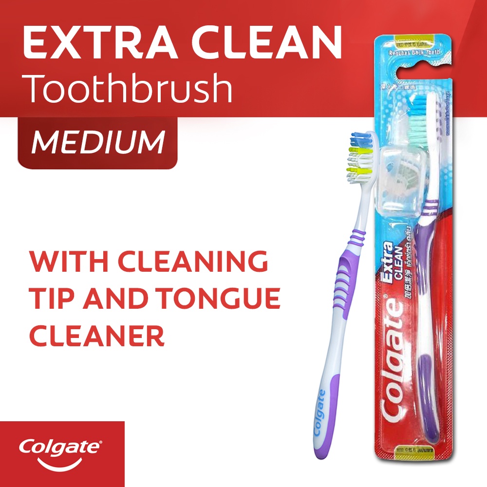 COLGATE Extra Clean Medium Toothbrush with Cap | Shopee Philippines