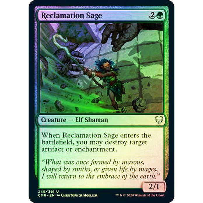 Magic the Gathering : Reclamation Sage - CMR - UC MTG GREEN Elf Shaman ...