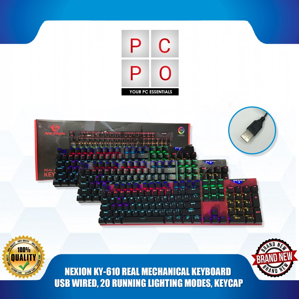NEXION KY-610 REAL MECHANICAL KEYBOARD, USB WIRED, 20 RUNNING LIGHTING ...