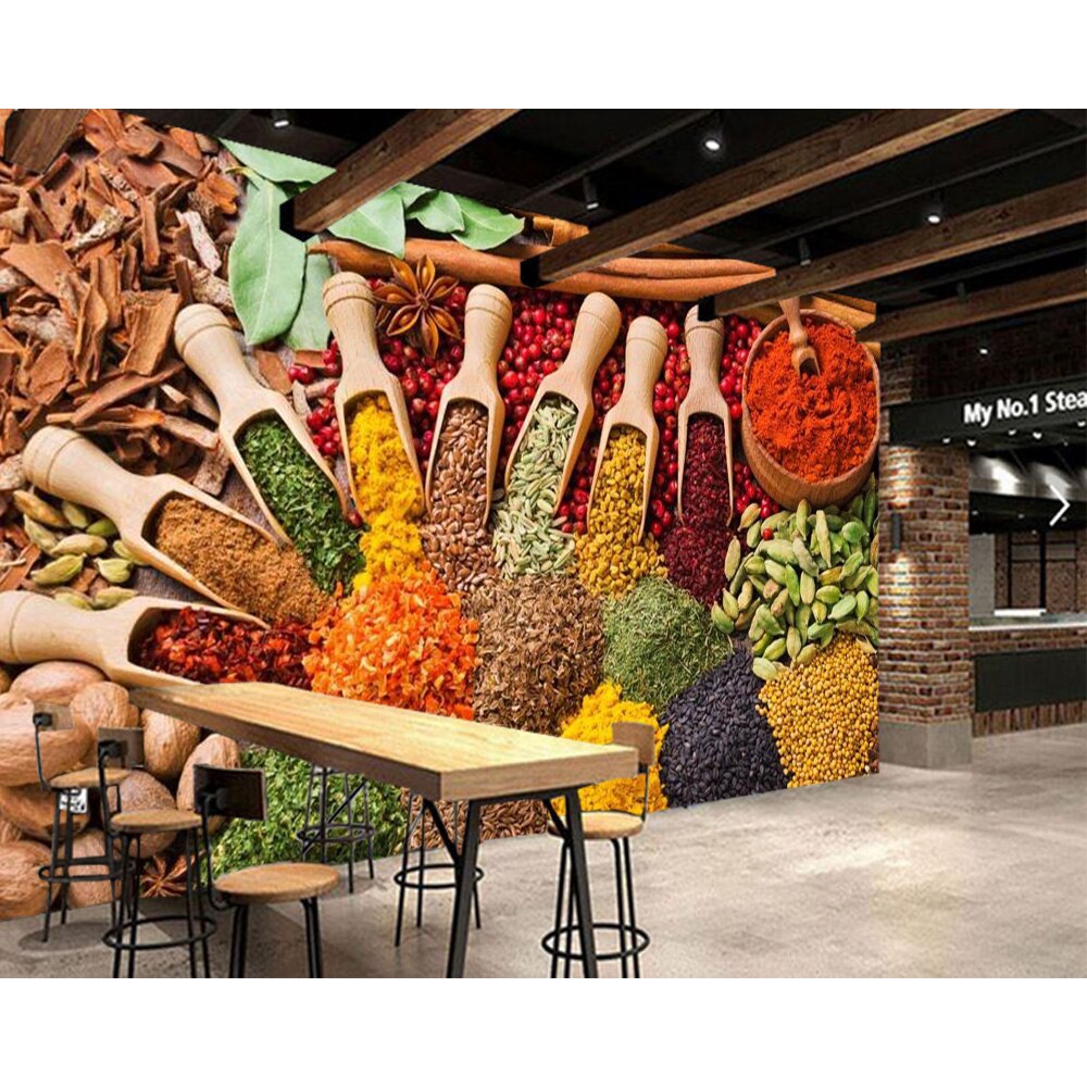 Custom Modern 3d Mural Various Spices Photo Wall Paper Restaurant Bar ...