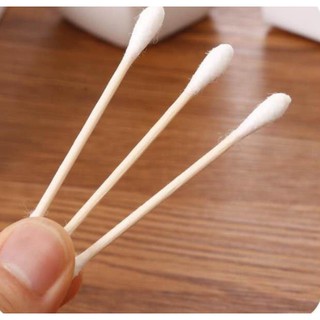 100Pcs/Pack Cotton Swabs Bamboo Stick White with Plastic Wrapper Eco ...