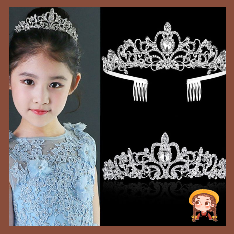 blg ️ Women Kids Tiara Crowns with Comb Pins Imitation Crystal Glitter ...