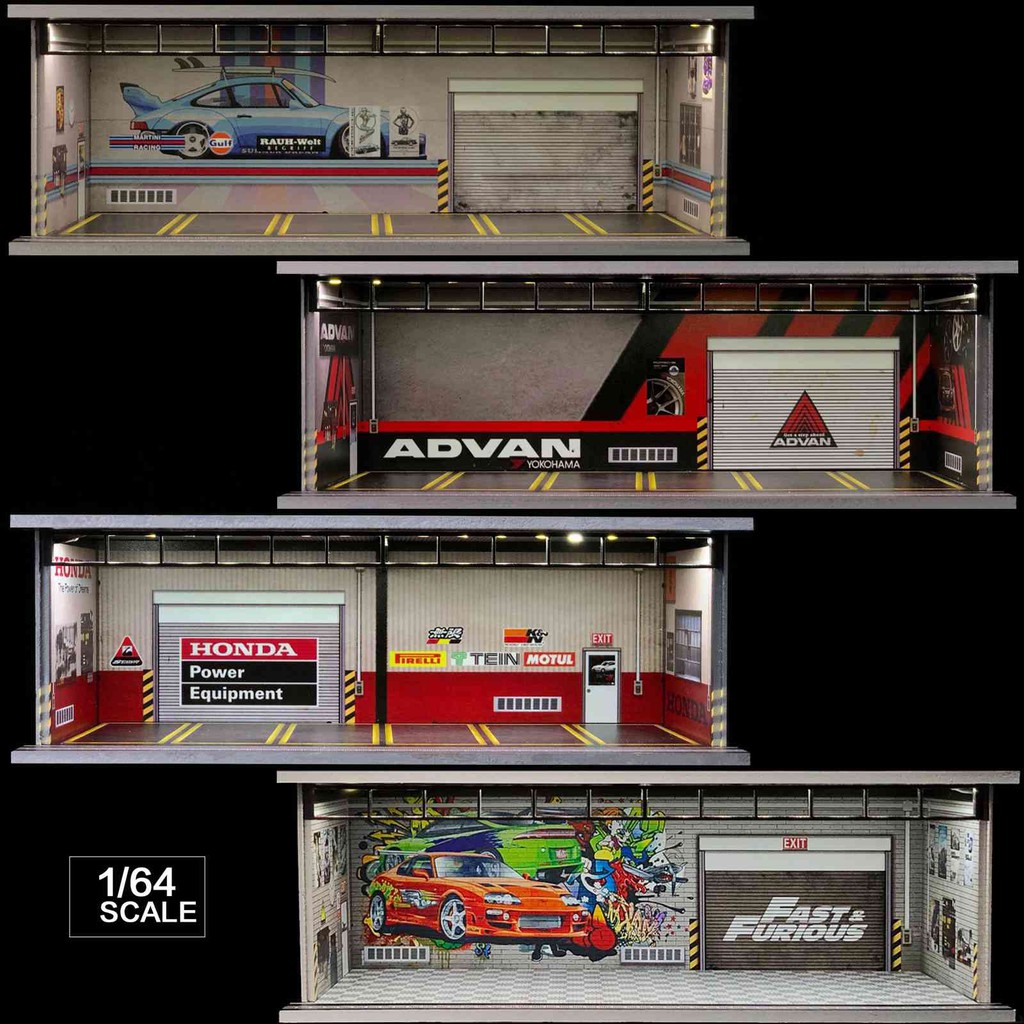Diorama 1/64 Scale Car Garage LED Lighting USB Connector Packing Lot ...
