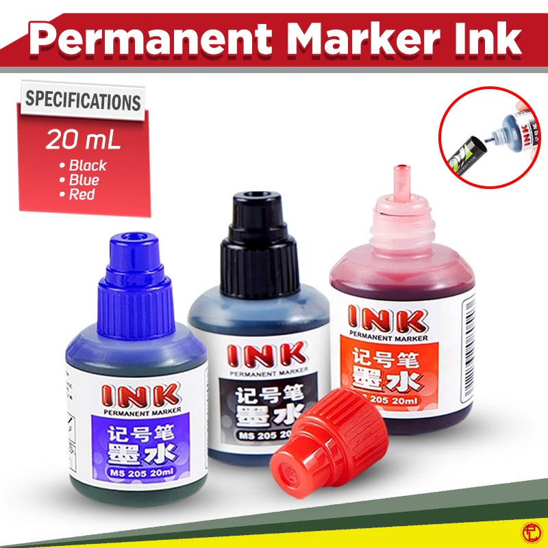 20ml Refill Ink for Permanent Marker Pen (Red / Blue / Black) | Shopee ...