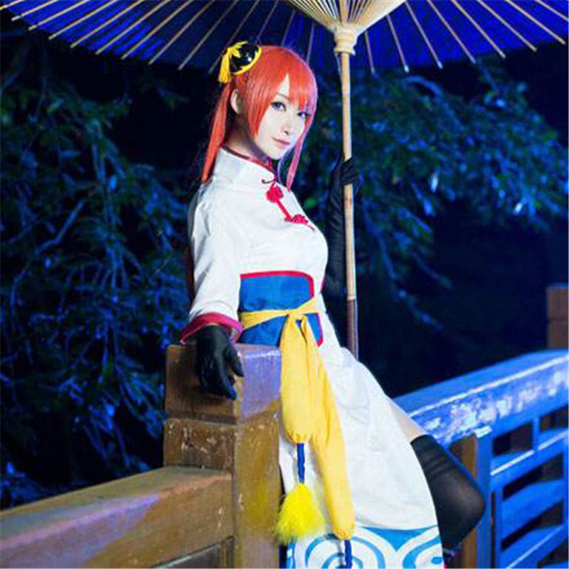 Gintama Future Kagura Cheongsam Party Dress Cosplay Costume Outfit Set ...