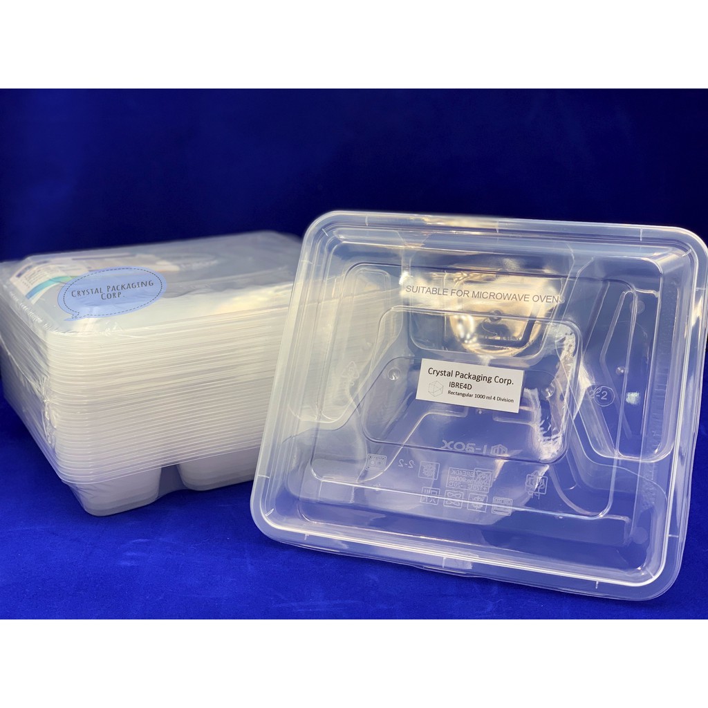 Microwavable Plastic Container IBRE4D - Rectangular 4 Division 900 ml ...