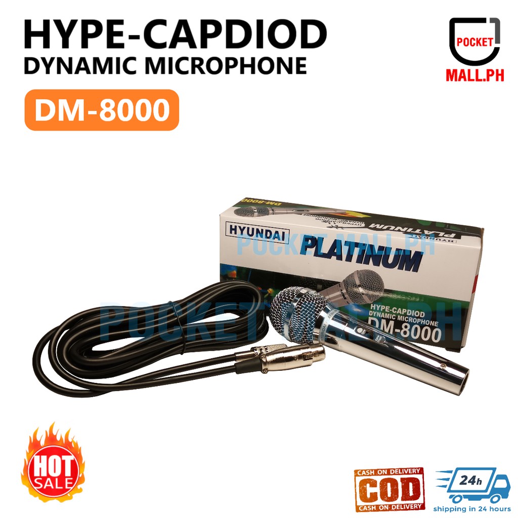 Hyundai Platinum DM-1000 and DM-8000 Professional Hype-Capdiod Dynamic karaoke Microphone ...