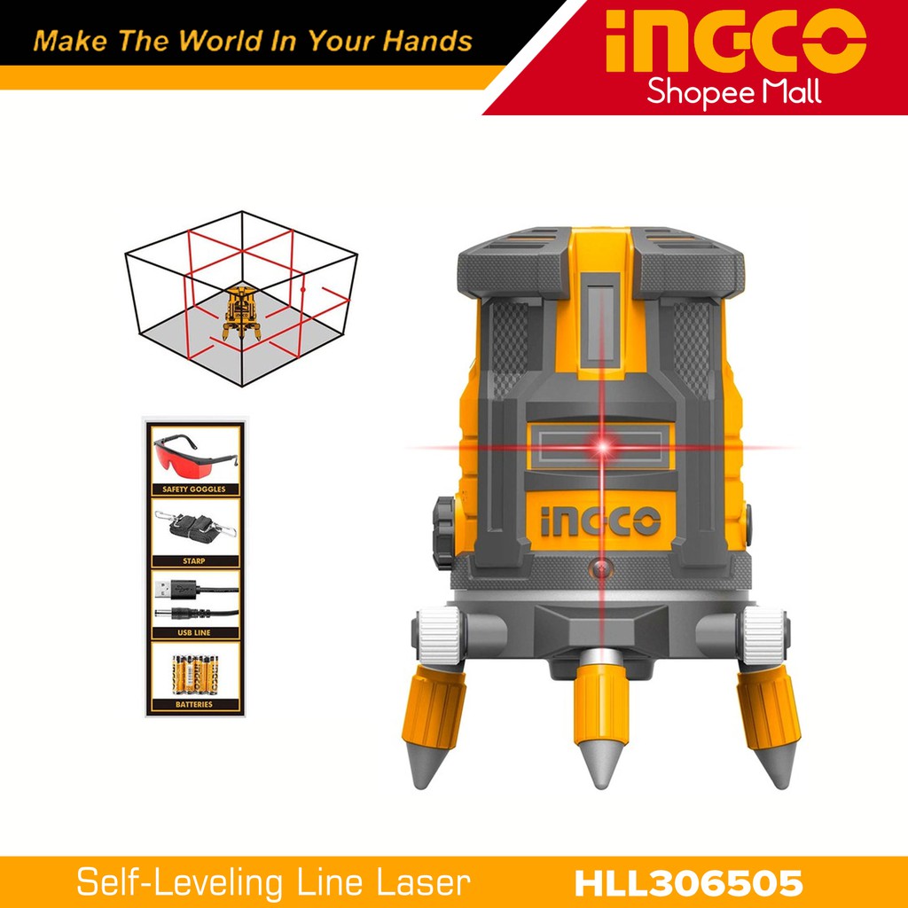Ingco HLL306505 Self-Leveling Line Laser Red Laser Beam 0~20m IPT ...