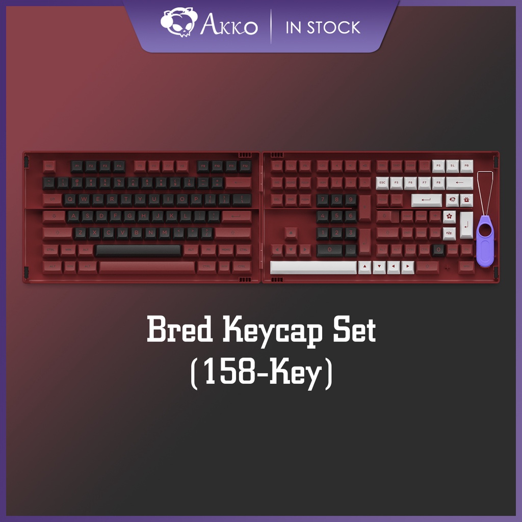 Akko Bred Full Keycap Set with 158-keys, ASA Profile, Durable PBT ...