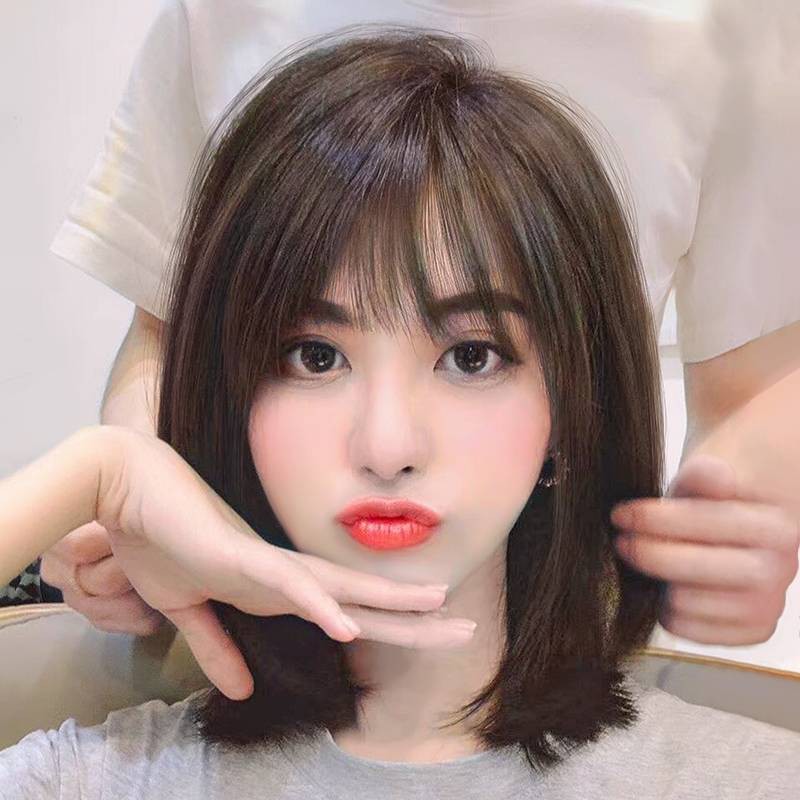 Wig, female long hair, full set of short hair, long hair, hair, natural ...